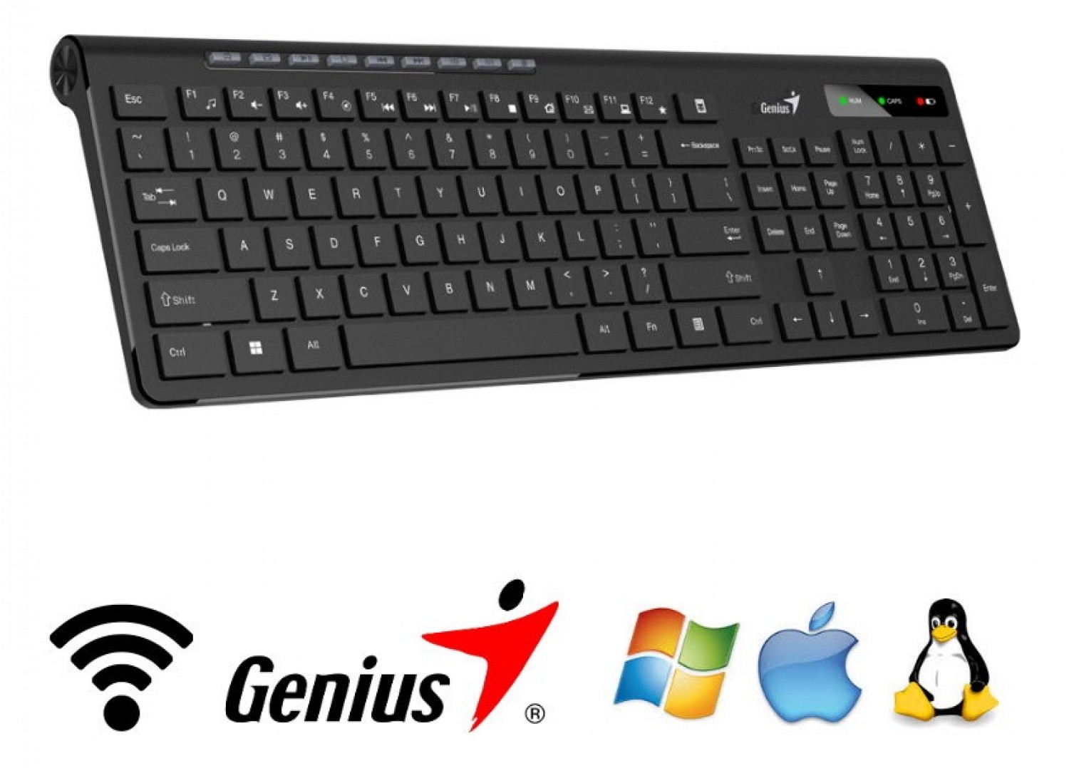 Teclado Wireless Genius Slimstar 7230 Black - Compumar